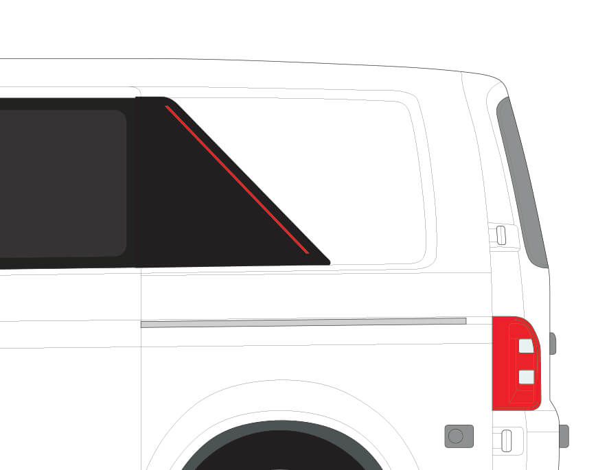 VW T5 T6 Rear Quarter Vinyl Blackout Feature - Sennen – Leisure Graphics